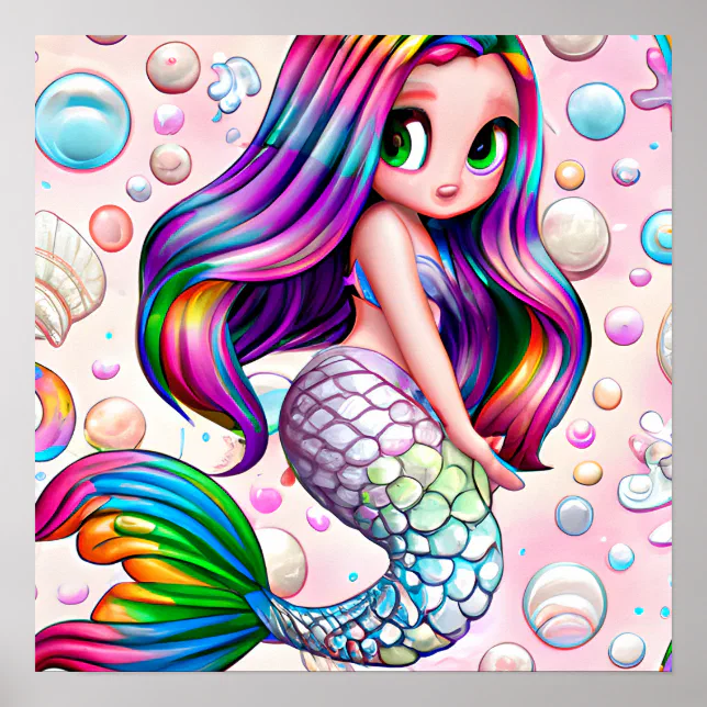 Rainbow Mermaid Poster | Zazzle