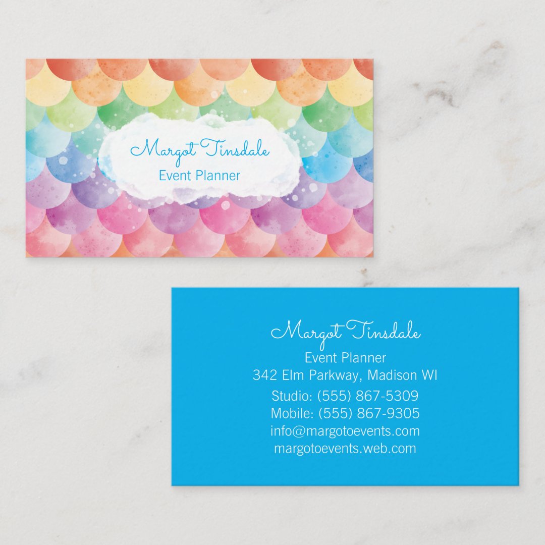 Rainbow Mermaid Watercolor Business Card | Zazzle