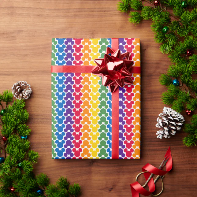 Rainbow Mickey Icon Pattern Wrapping Paper | Zazzle