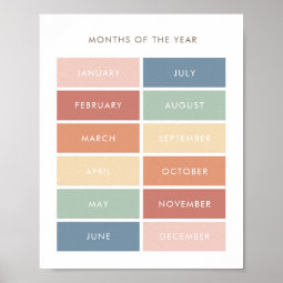 Rainbow Months of the Year Classroom Poster | Zazzle