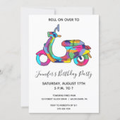 Rainbow Motor Scooter Moped Party Invitation | Zazzle