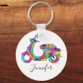 Rainbow Motor Scooter Moped Personalized Keychain | Zazzle