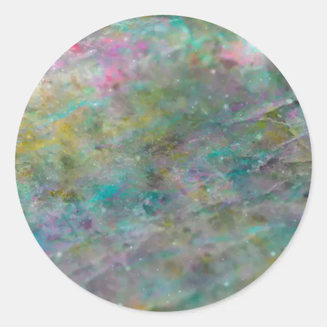 Rainbow Multi Colored Crystal Rock Marble Classic Round Sticker | Zazzle