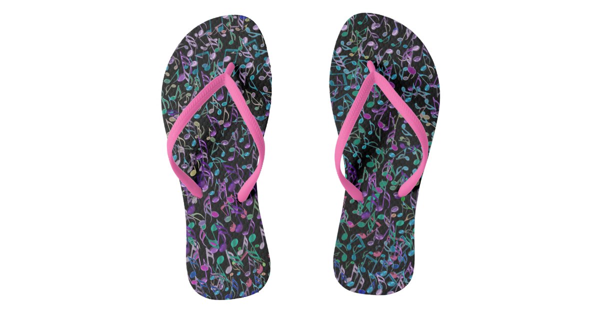 Rainbow Music Notes Flip Flops | Zazzle