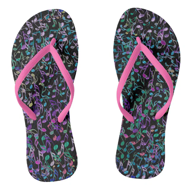 Rainbow Music Notes Flip Flops | Zazzle