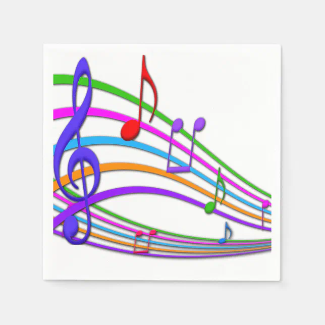 Rainbow Music Notes Napkins | Zazzle