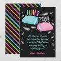 Rainbow Neon Slumber Party Birthday Sleepover Thank You Card | Zazzle