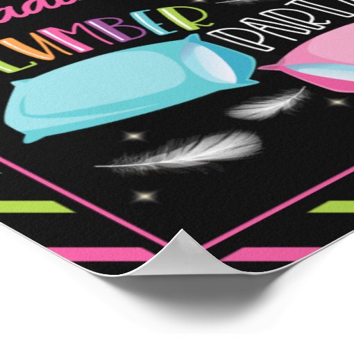 Rainbow Neon Slumber Party Sleepover Welcome Sign | Zazzle