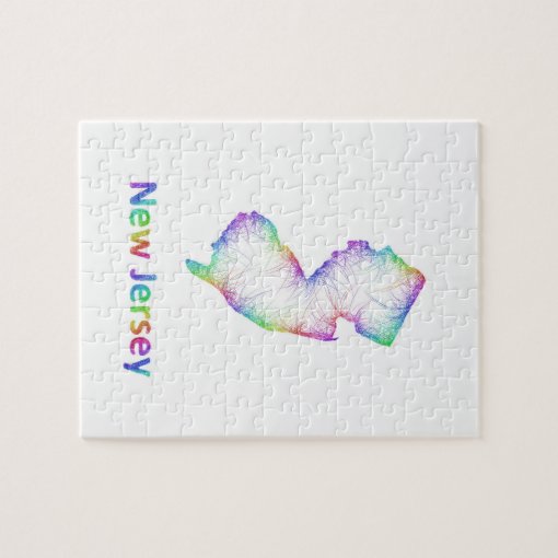 Rainbow New Jersey map Jigsaw Puzzle | Zazzle