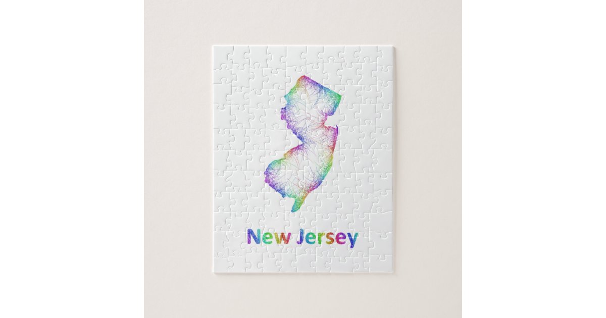 Rainbow New Jersey map Jigsaw Puzzle | Zazzle