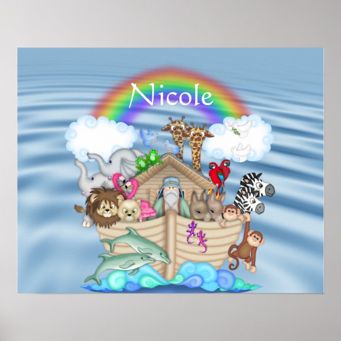 RAINBOW NOAHS ARK NURSERY DECORATION Poster | Zazzle.com