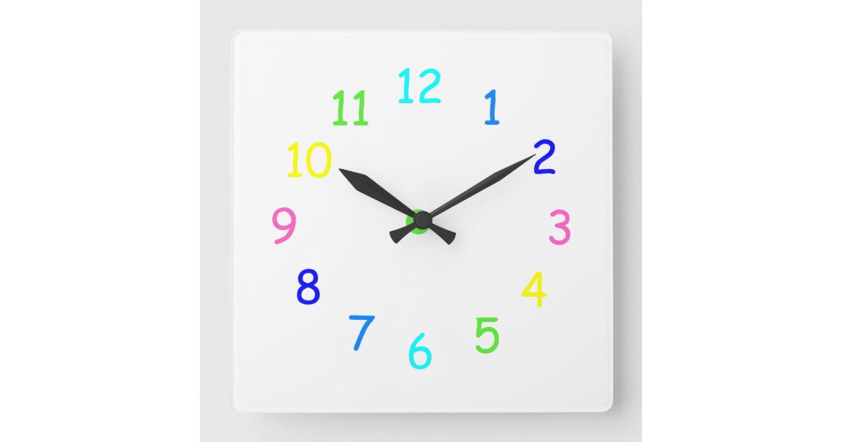 Rainbow Numbers Wall Clock | Zazzle