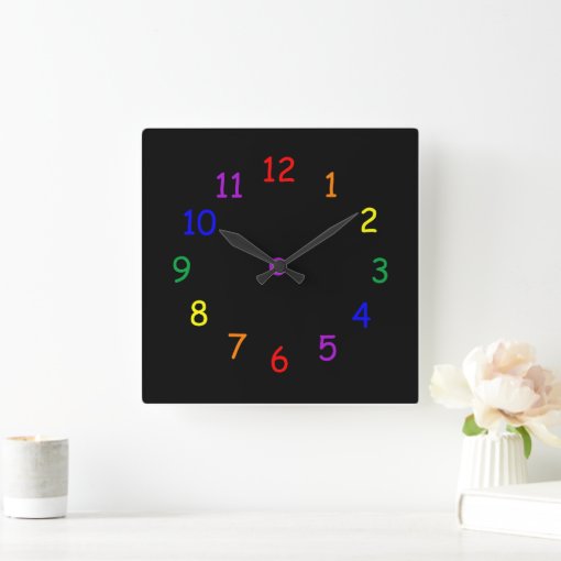 Rainbow Numbers Wall Clock | Zazzle