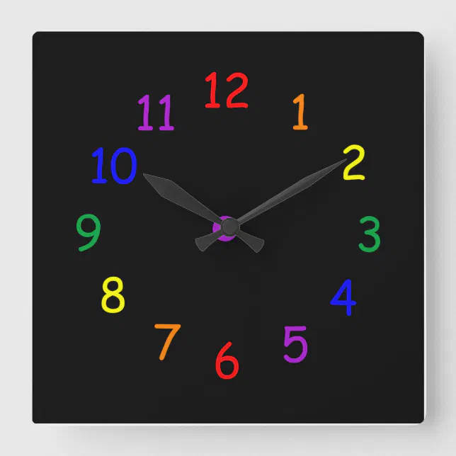 Rainbow Numbers Wall Clock | Zazzle