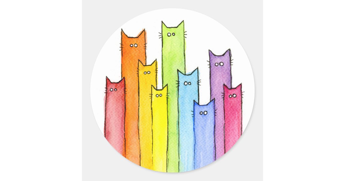 Rainbow of Cats Sticker | Zazzle