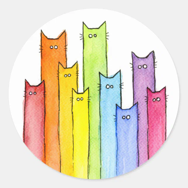 Rainbow of Cats Sticker | Zazzle