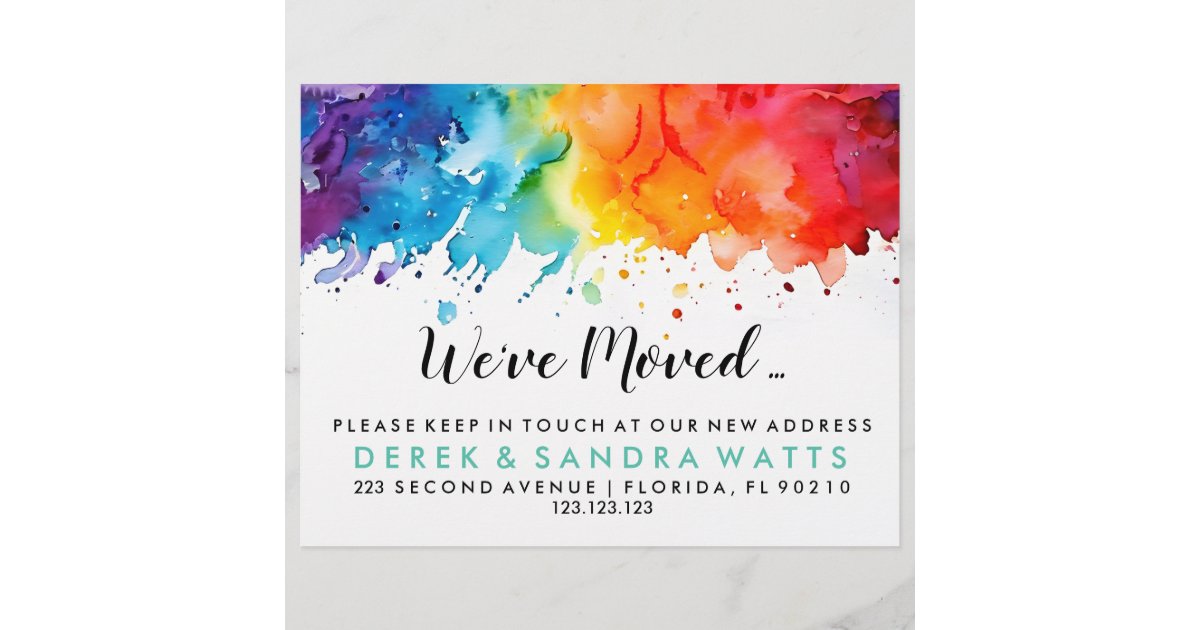 rainbow of color Change of address we've moved Flyer | Zazzle