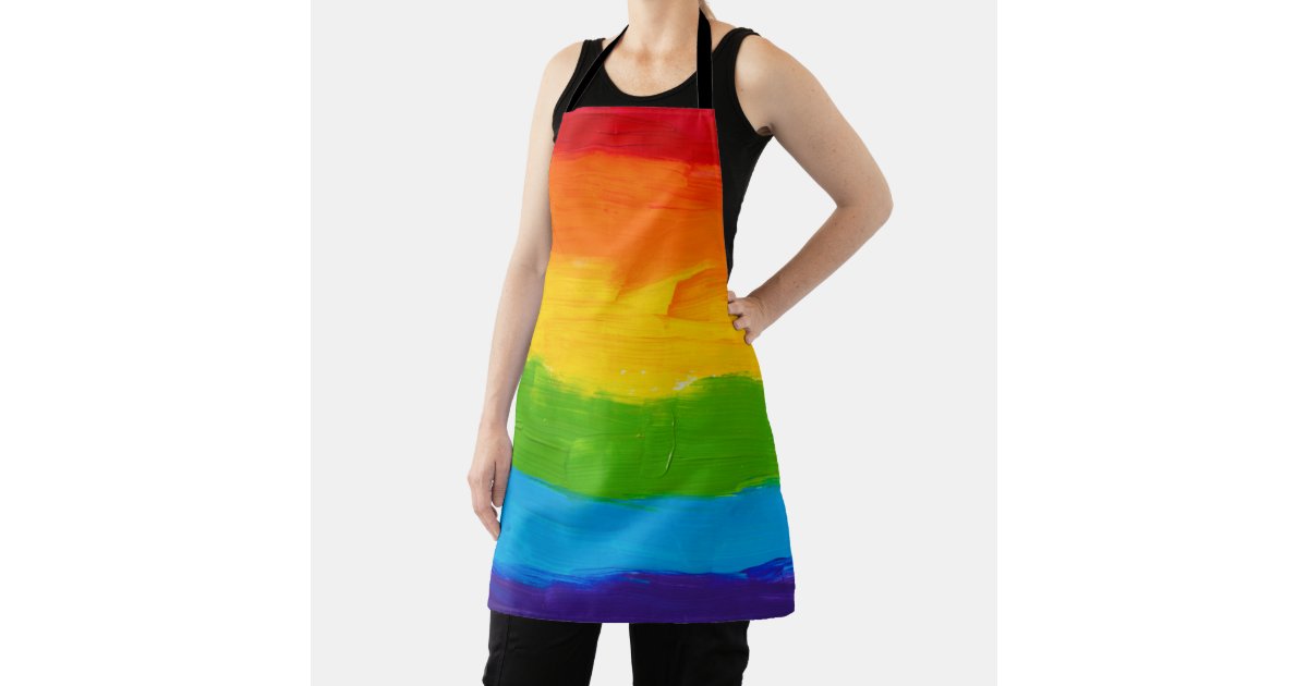 Rainbow Oil Paint LGBT – Colorful Gay Pride Home Apron | Zazzle