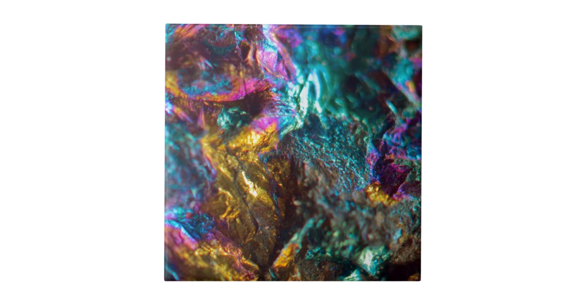 Rainbow Oil Slick Crystal Rock Tile | Zazzle