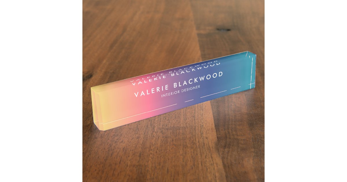 Rainbow Ombre Desk Name Plate | Zazzle