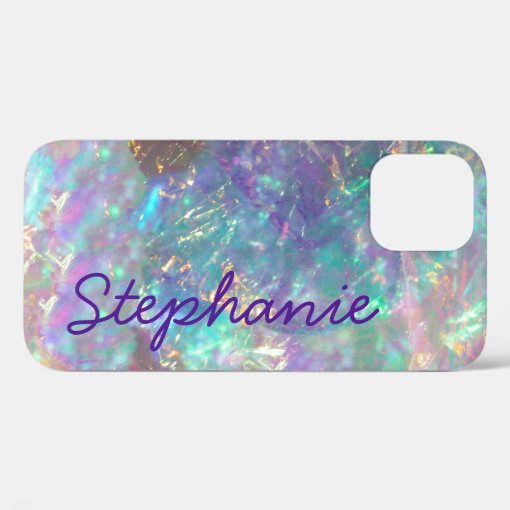 Rainbow Opal Gemstone Iridescent Monogram Name Case-Mate iPhone Case ...