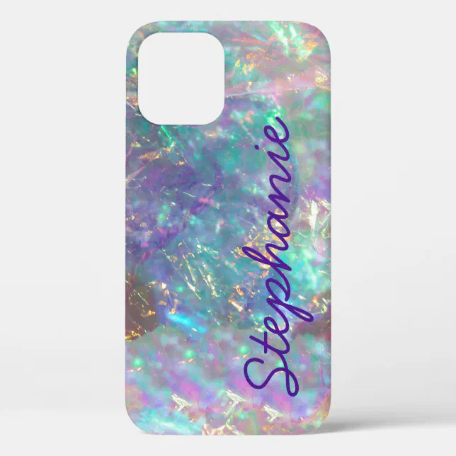Rainbow Opal Gemstone Iridescent Monogram Name Case-Mate iPhone Case ...