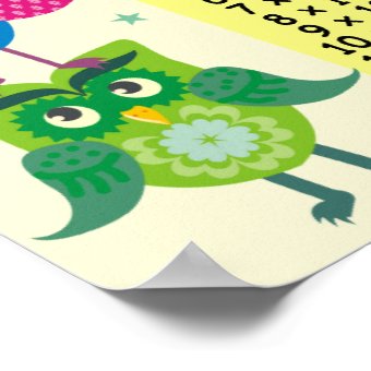 Rainbow owls multiplication table fun poster | Zazzle