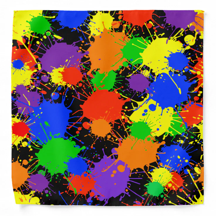 Rainbow Paint Splash Gay Pride Pocket Square or Bandana | Zazzle