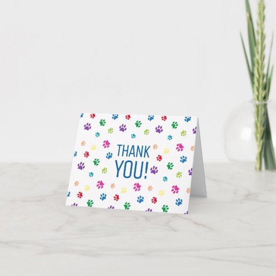 Rainbow Painted Paw Prints | Thank You | Zazzle.com