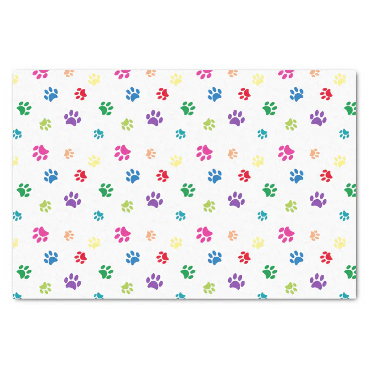 Rainbow Painted Paw Prints Tissue Paper | Zazzle