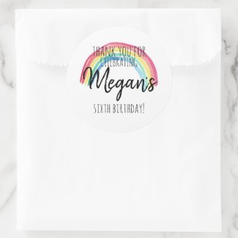 RAINBOW PARTY,WATERCOLOR RAINBOW BIRTHDAY, FAVOR CLASSIC ROUND STICKER ...