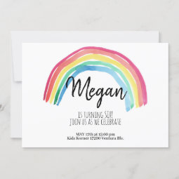 RAINBOW PARTY,WATERCOLOR RAINBOW BIRTHDAY, SIMPLE INVITATION | Zazzle