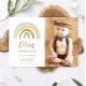 Rainbow Pastel Boho Muted Blue Boy First Birthday Invitation | Zazzle