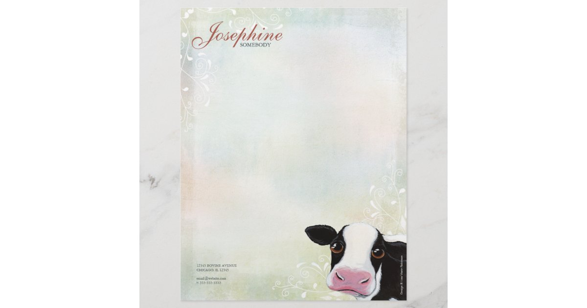 Rainbow Pastel & Cow Personal Letterhead | Zazzle