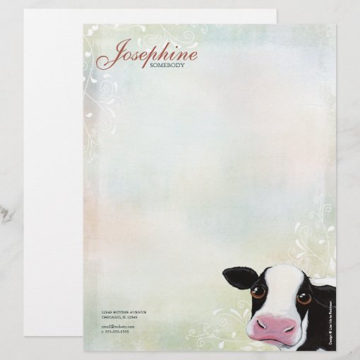 Rainbow Pastel & Cow Personal Letterhead | Zazzle