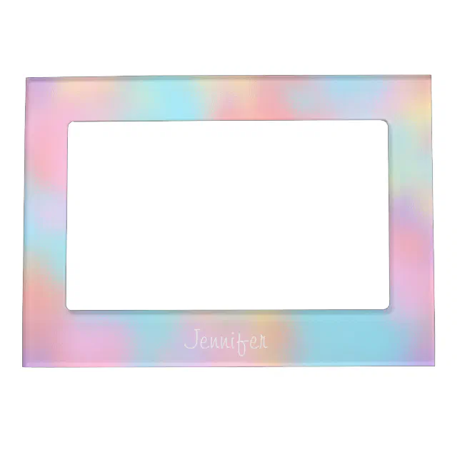 Rainbow Pastel Custom Name Magnetic Frame | Zazzle