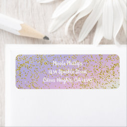 Rainbow Pastel Gold Glitter Fantasy Birthday Party Label | Zazzle