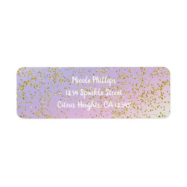 Rainbow Pastel Gold Glitter Fantasy Birthday Party Label | Zazzle
