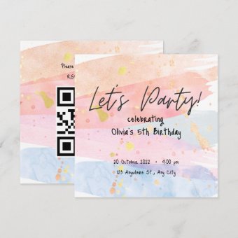 Rainbow Pastel Watercolor Birthday Invitation | Zazzle