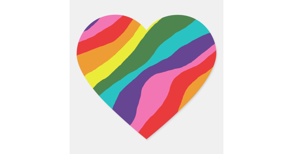 Rainbow Patterns Heart Sticker | Zazzle