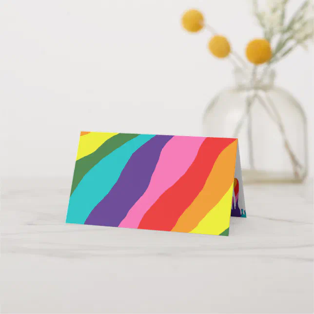 Rainbow Patterns Place Card | Zazzle