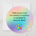 Rainbow Paw Print Birthday Party Thank You Cards | Zazzle