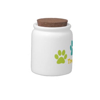 Rainbow Paw Print Dog Treat Candy Jar | Zazzle