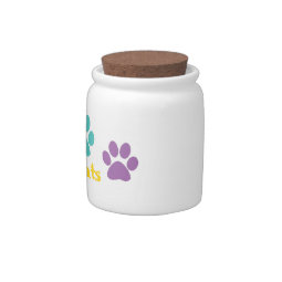 Rainbow Paw Print Dog Treat Candy Jar | Zazzle