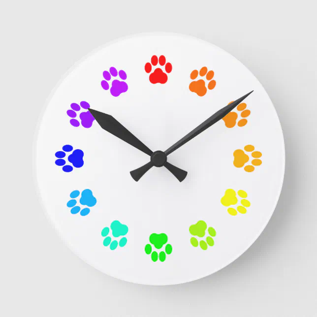 Rainbow Pawprint Clock | Zazzle