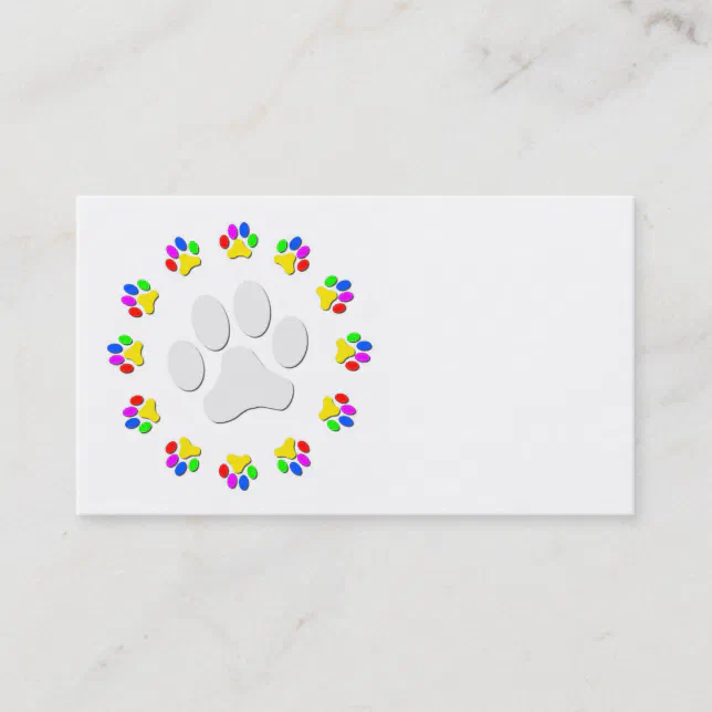 Rainbow Pawprints Business Cards | Zazzle