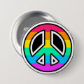 Rainbow Peace Sign Button | Zazzle