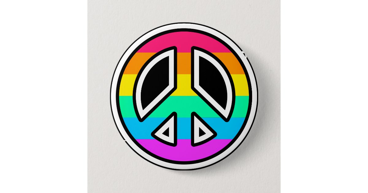 Rainbow Peace Sign Button | Zazzle