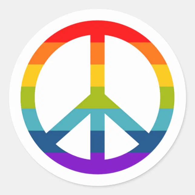Rainbow Peace Sign Classic Round Sticker | Zazzle