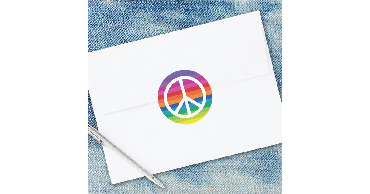 Rainbow Peace Sign Classic Round Sticker | Zazzle